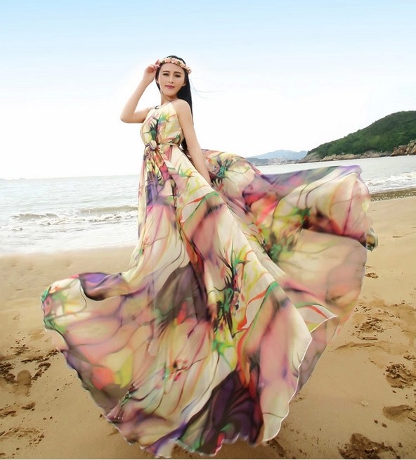 Floral Lightweight Sundress, Wedding Guest Maxi Dress, Party Dress Boho ...
